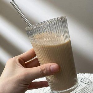 Wirhlly | Dining | Tumbler Stripe Ith Lid And Straw Drinking Glass Cup ...